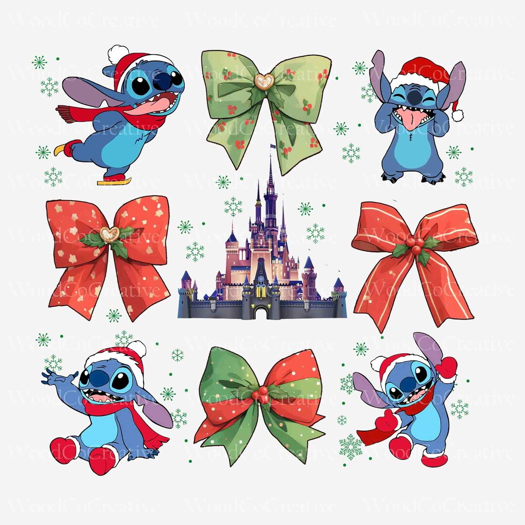 Coquette Christmas PNG, Cute Cartoon Characters Xmas Png, Coquette Bows ...