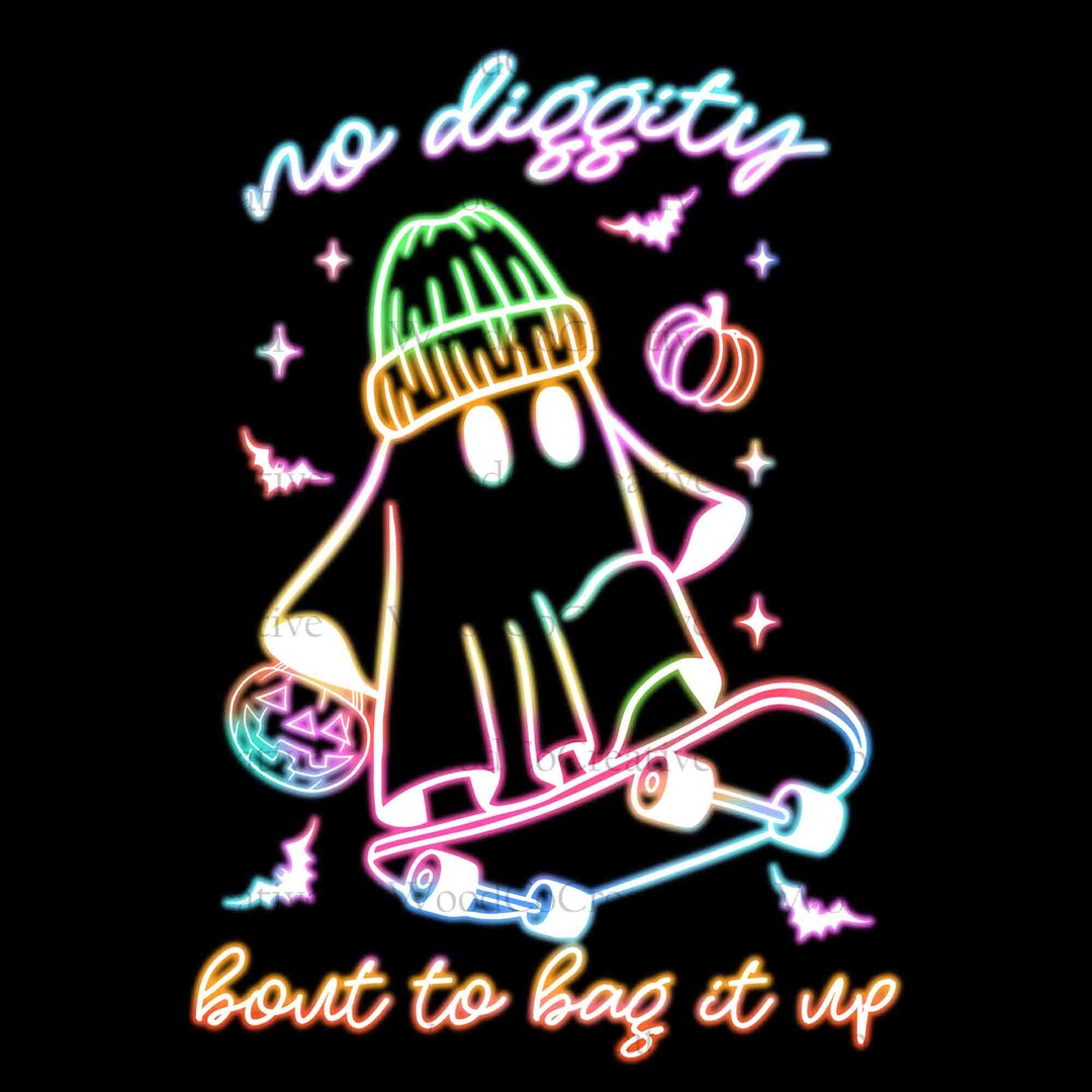 Cute Colorful Neon Boo Ghost PNG, Halloween Boo Bow Png, Neon Halloween ...