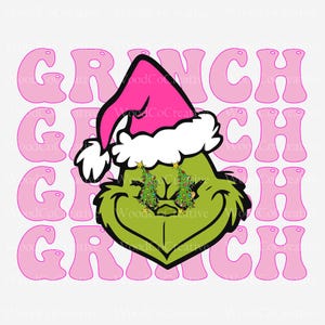 Pink Christmas PNG, Grinchmas Png, Pink Grinchmas Png, Grinc Face Png ...