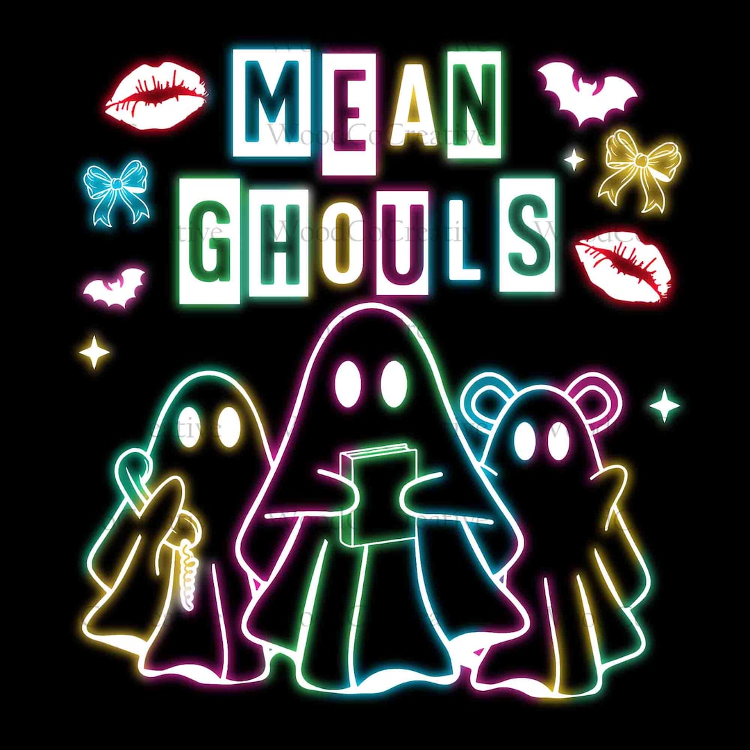 Mean Ghouls Ghost PNG, Halloween Neon Png, Halloween Png, Spooky Season ...