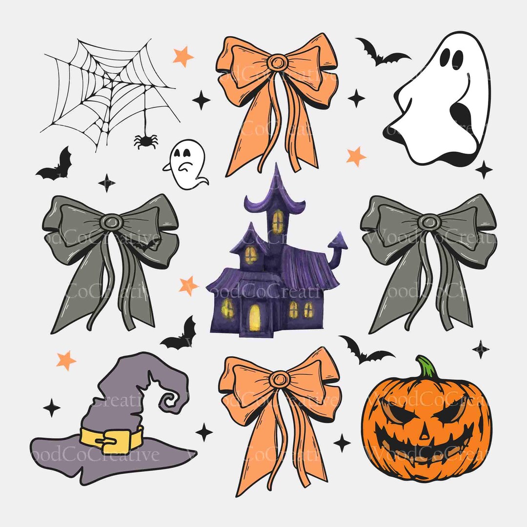 Halloween Coquette PNG, Halloween Pumpkin Bow, Halloween Bow Png ...