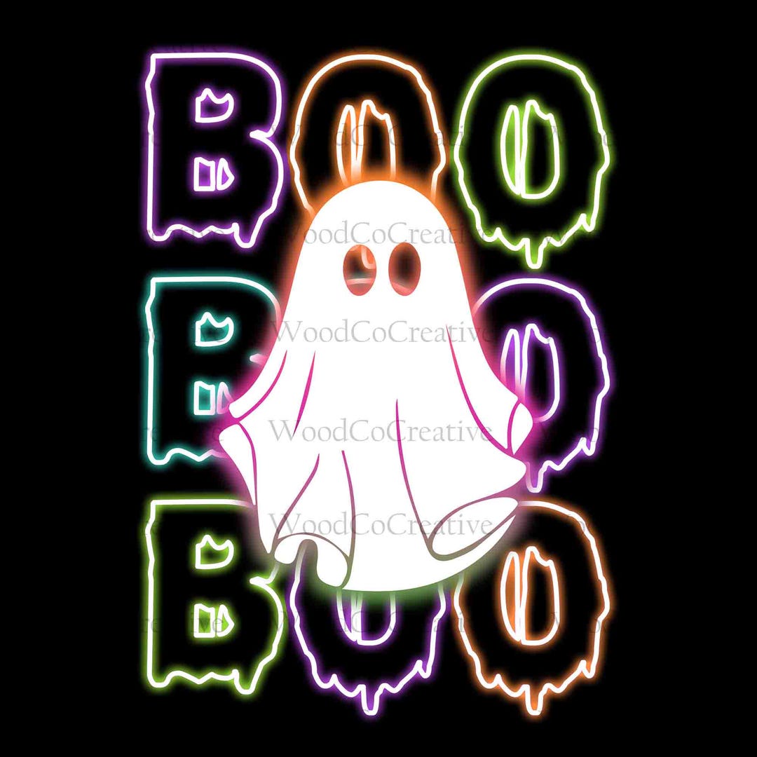 Halloween Neon PNG, Halloween Ghost Neon Png, Halloween Boo Neon Png ...