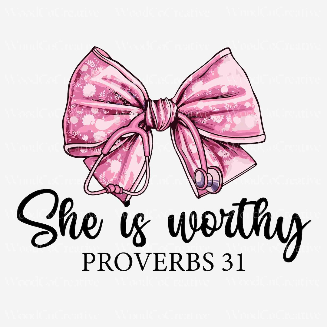 She is Worthy Bow PNG, Women Christian Png, Cute Christian Coquette Png ...