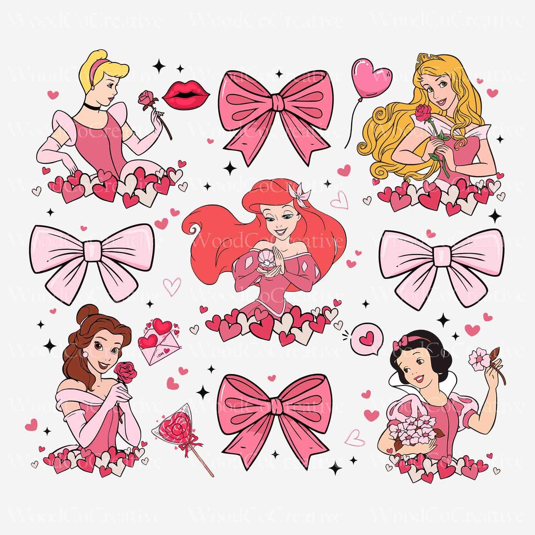 Valentine Princess Coquette PNG, Valentine Cartoon Characters Png, Pink ...