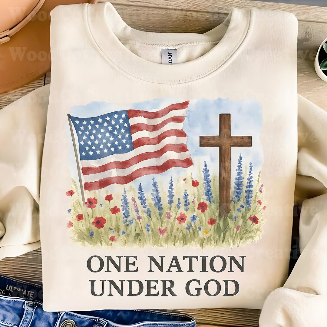 One Nation Under God PNG, 4th of July Christian Patriotic PNG, Faith ...