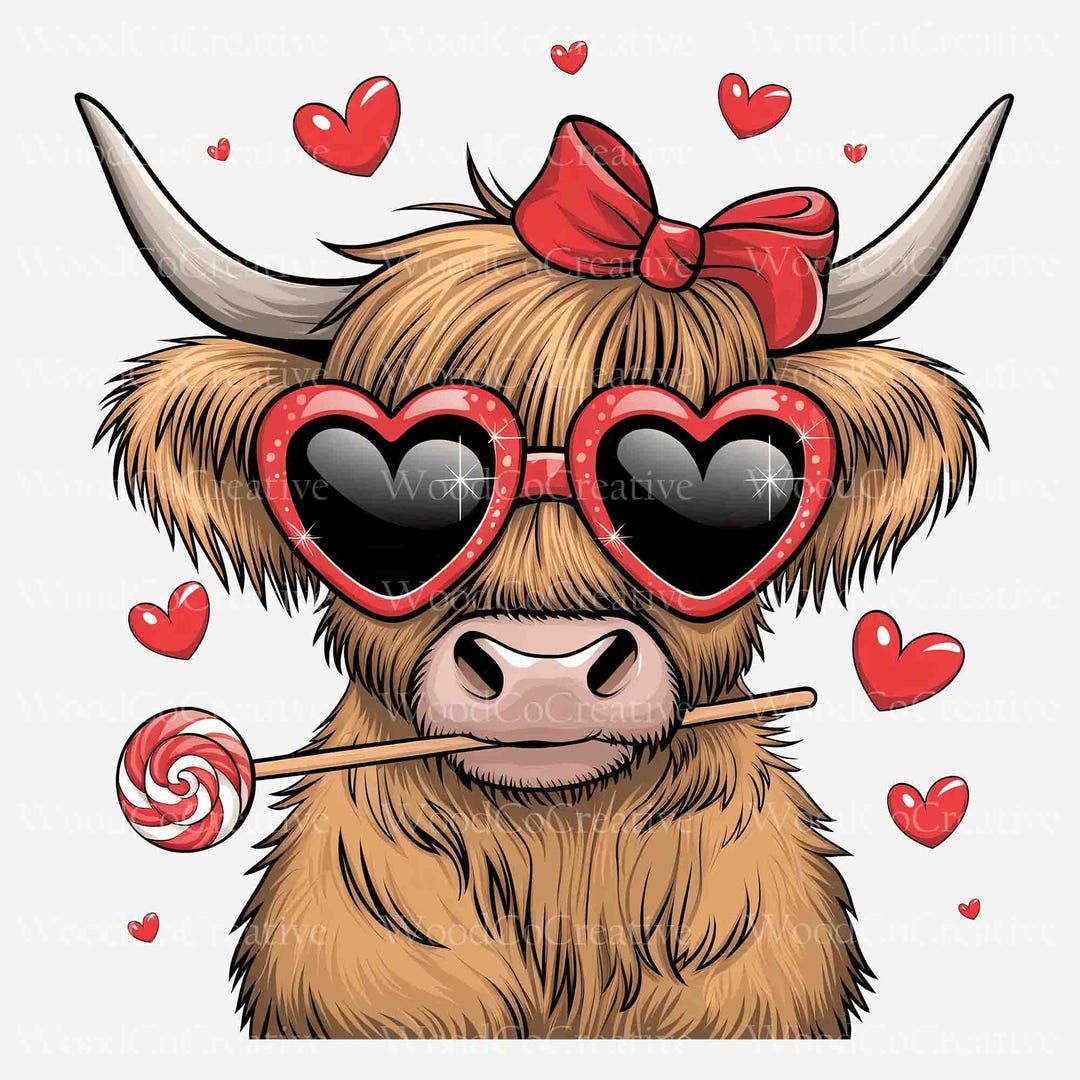 Cute Highland Cow Valentine PNG, Valentine Coquette Png, Valentine's ...