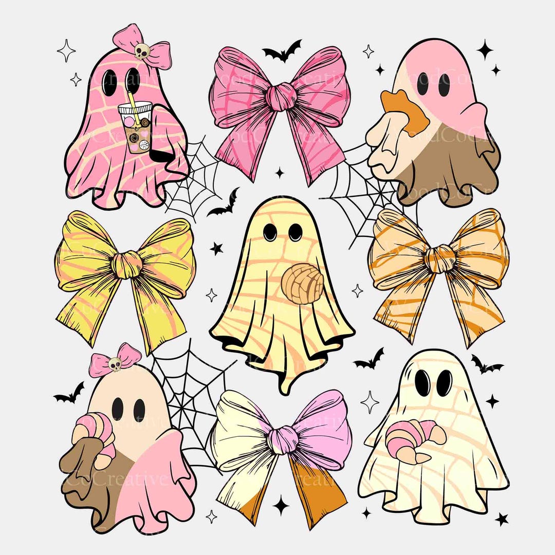 Coquette Spooky Conchas PNG, Mexican Conchas Ghost, Coquette Bow Png ...