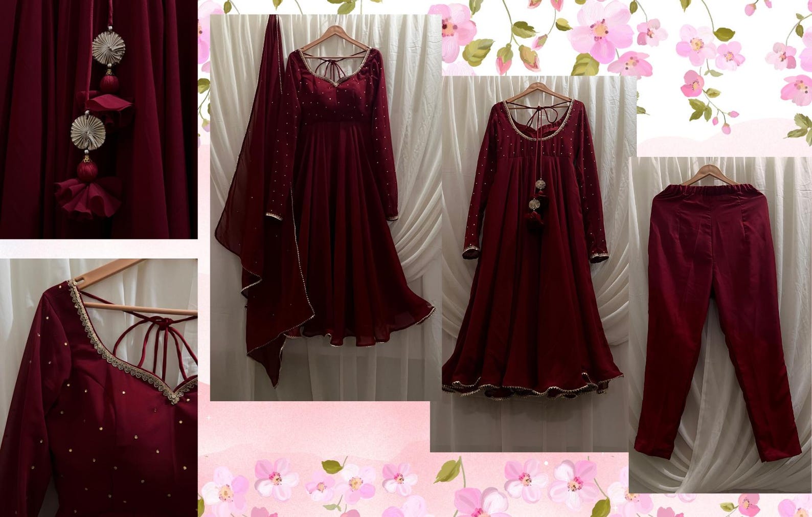 Custom-made Indian Festive Diwali & Wedding Anarkali Dupatta Woman ...