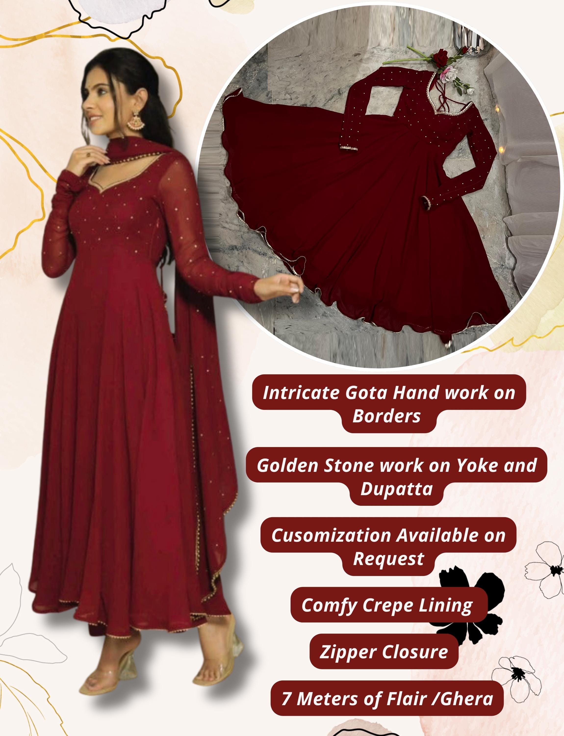 Custom-made Indian Festive Diwali & Wedding Anarkali Dupatta Woman ...