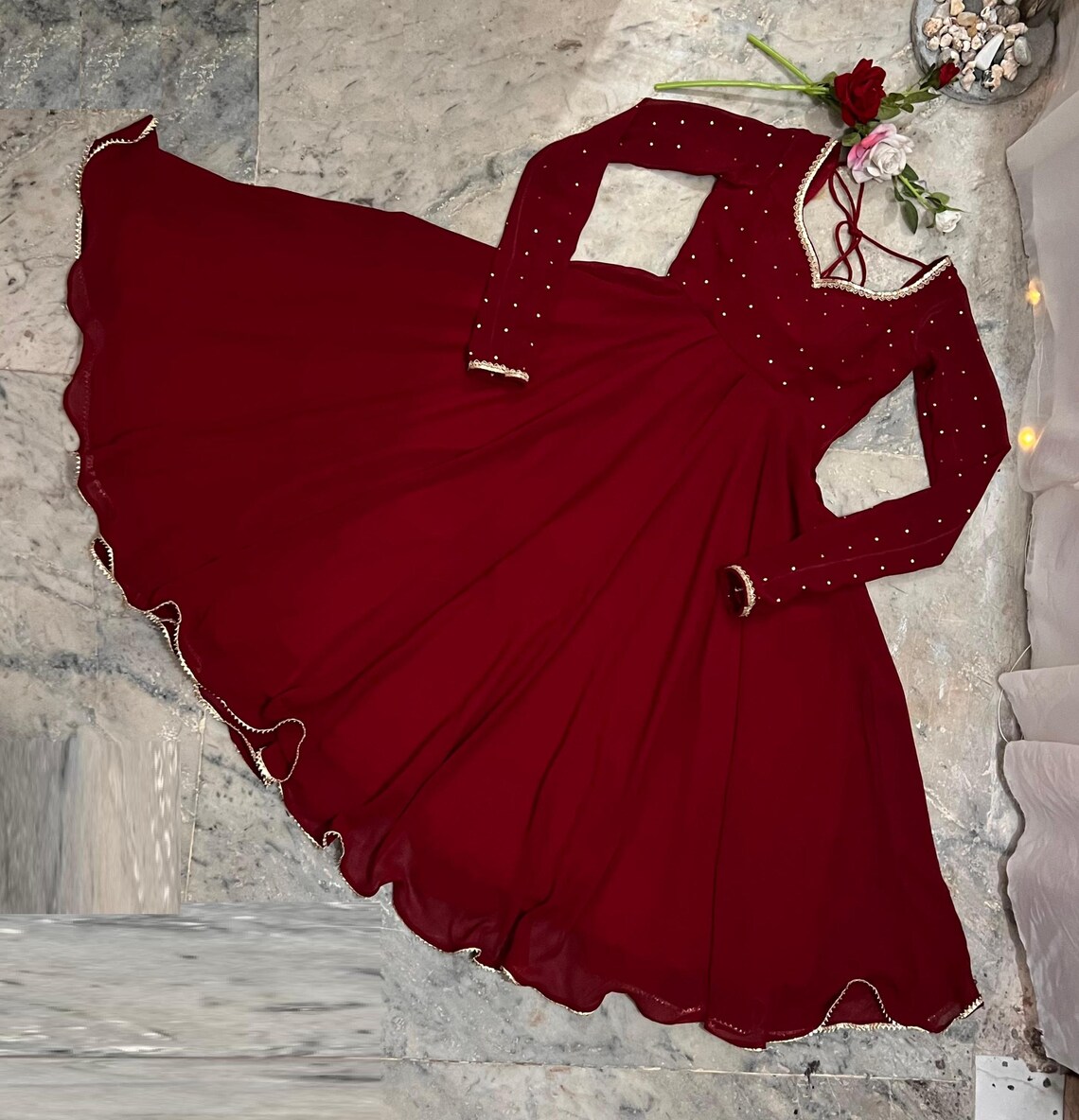 Custom-made Indian Festive Diwali & Wedding Anarkali Dupatta Woman ...
