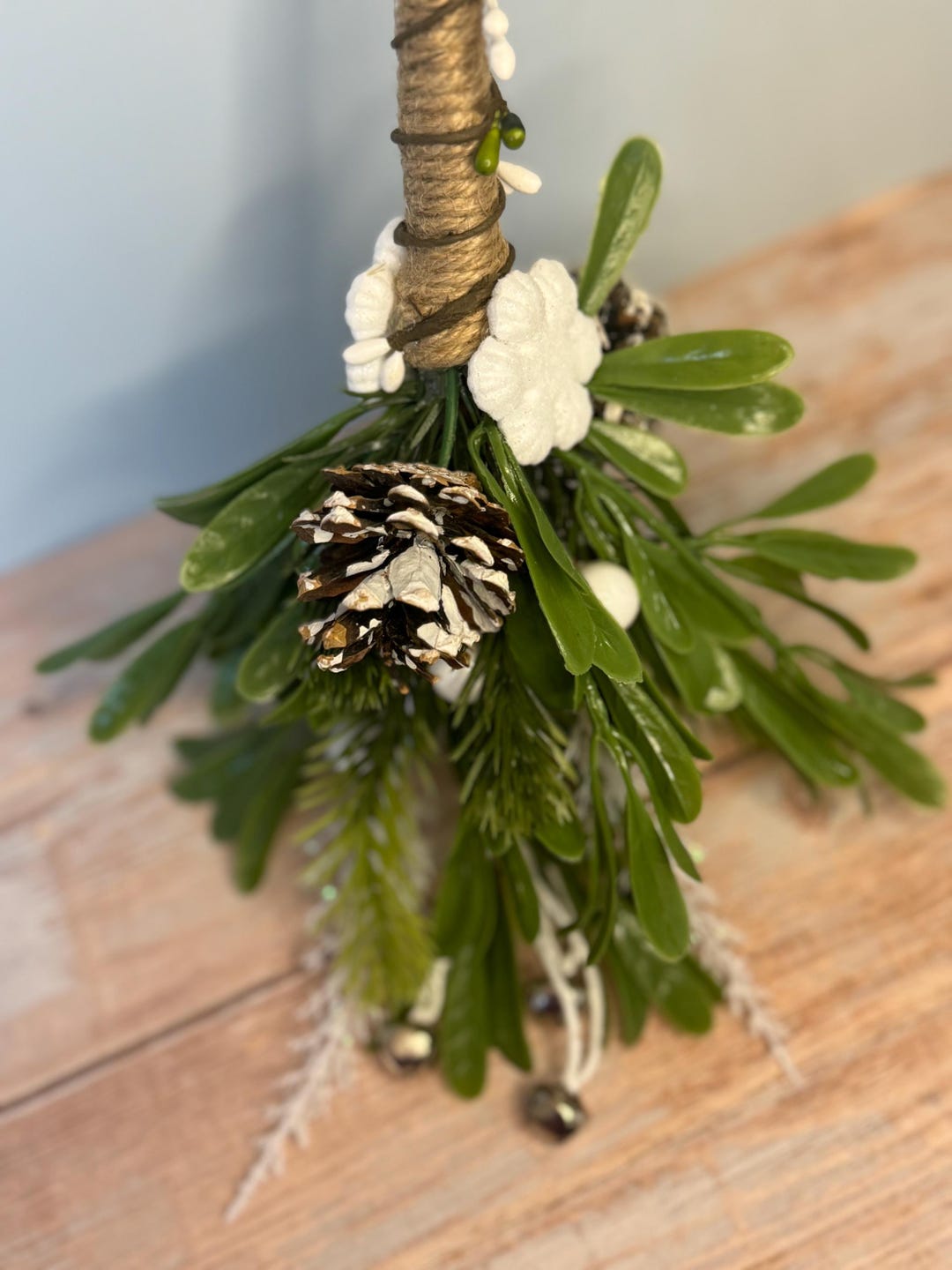 Hanging Mistletoe Classic Holiday Decor Yule White Christmas Bells - Etsy