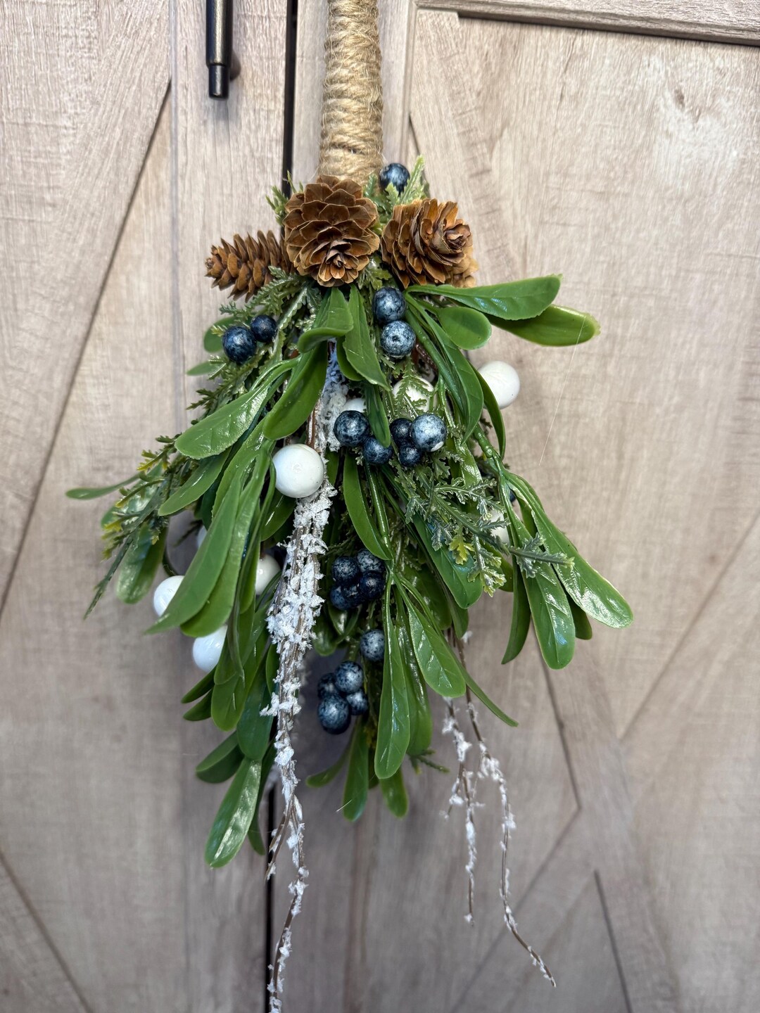 Mistletoe Hanging “blue Christmas” Arrangement Holiday Decor Yule ...