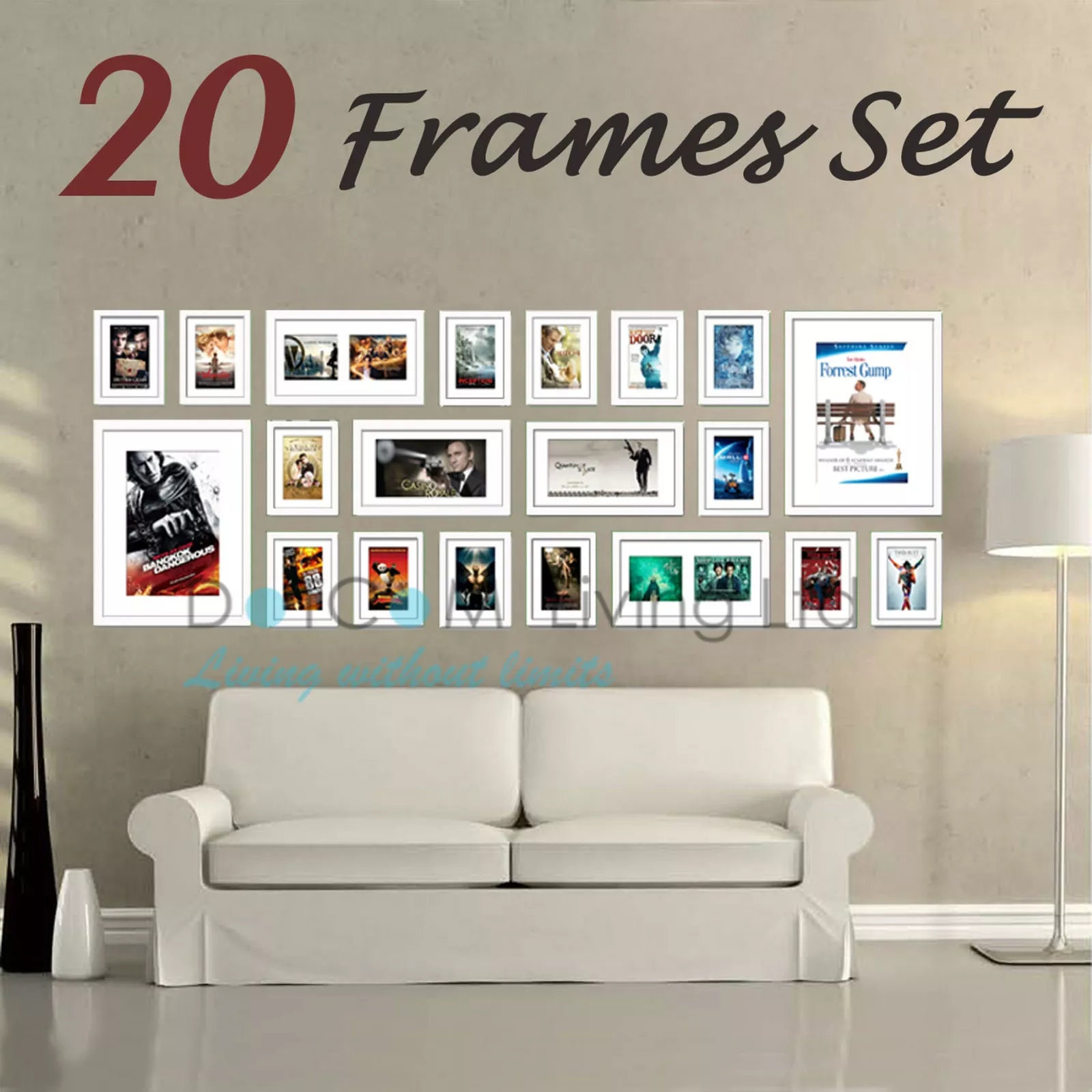 Photo Frames 20 Pc Set Picture Frames Multi Picture Wall Set Black ...