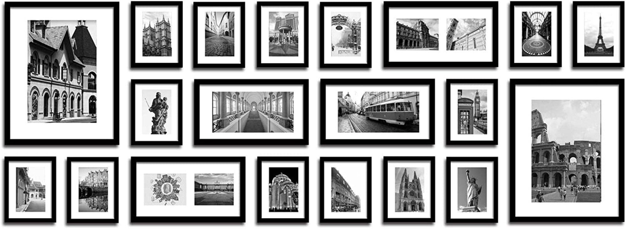 Multi Picture Wall Frame Set - Black, White & Brown, 20 Frames - Etsy UK