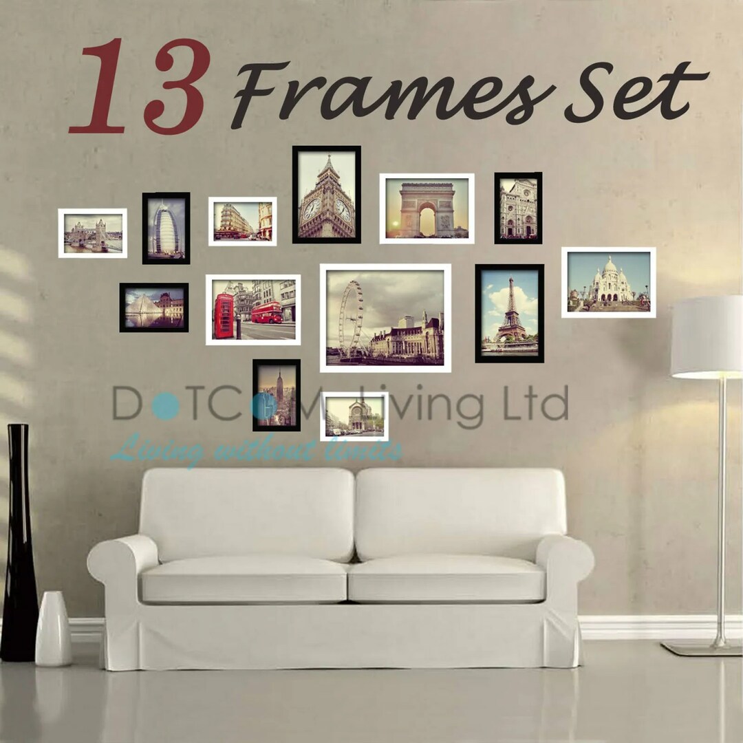 Photo Frames 13 Pc Set Picture Frames Multi Picture Wall Set Black ...