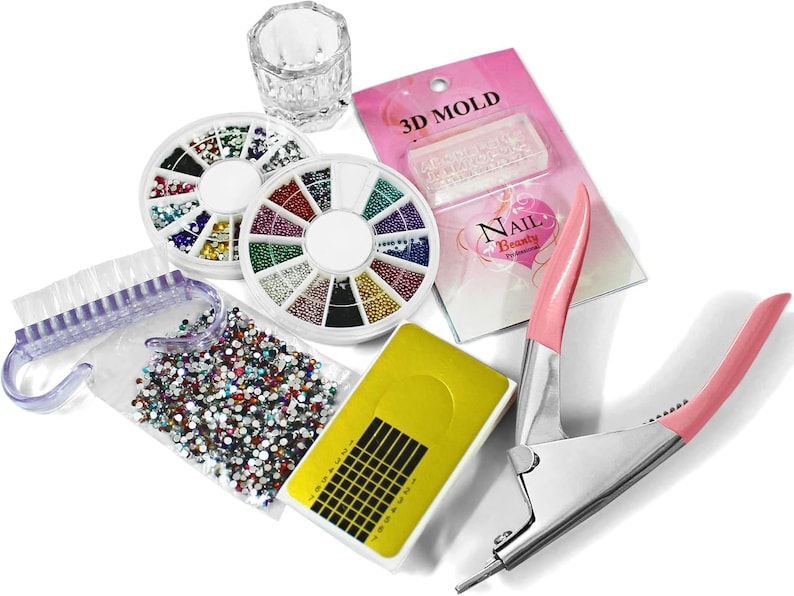 Acrylic Nail Kit Full 60 Glitter Liquid Nail Art Kits Set Tip Brush ...