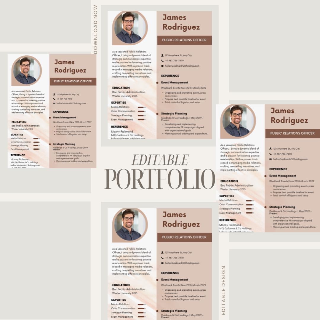 Professional Portfolio Template Canva Website, Portfolio Mockup ...