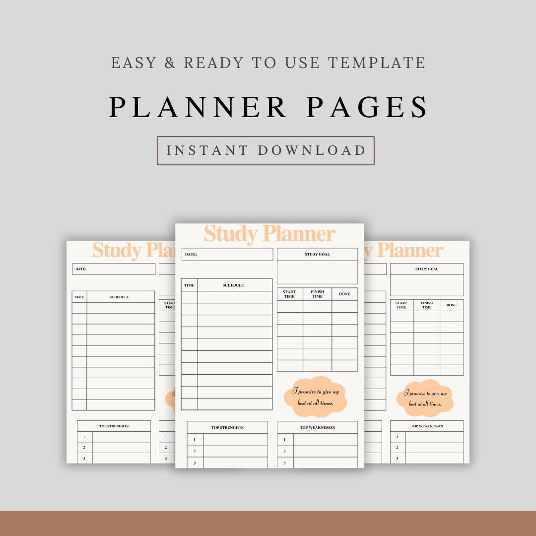 Student Goal Setting Planner Sheet Editable Productivity Tracker ...