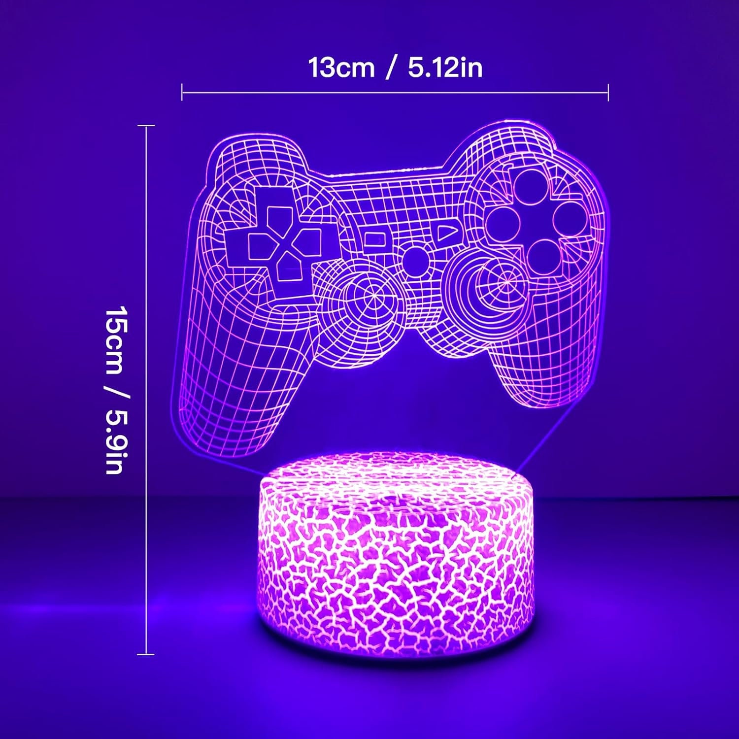 3D Gamepad Lamp Game Console Night Light 16 Colors Changing With Remote ...