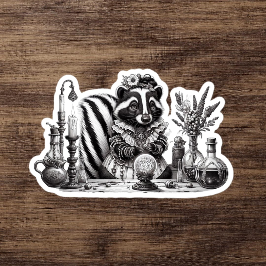 Skunk Fortune Teller Sticker, Psychic Skunk With Crystal Ball ...