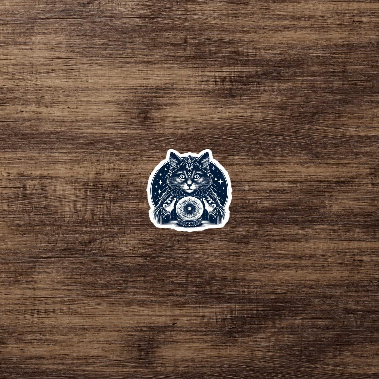 Cat Fortune Teller Sticker, Psychic Cat With Crystal Ball, Metaphysical ...