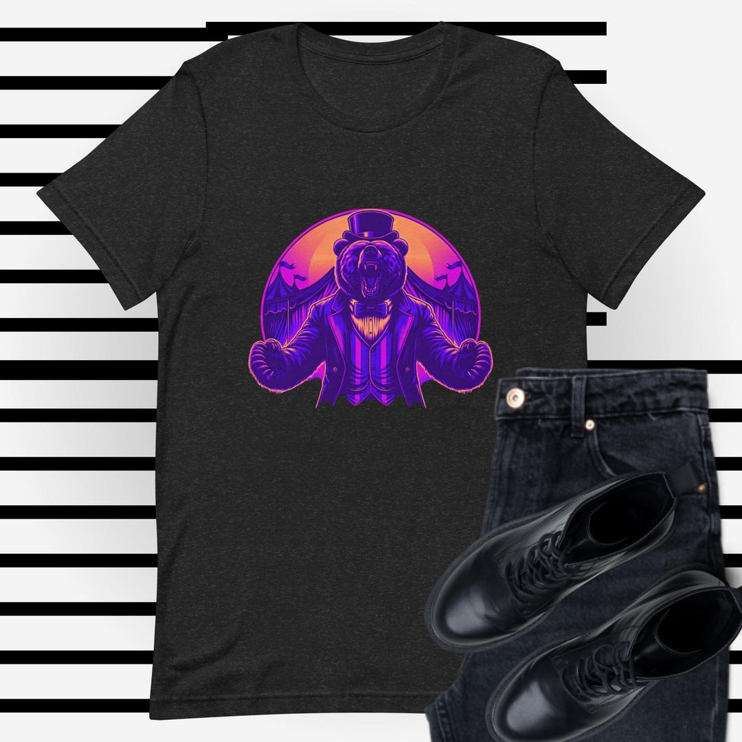 Vintage Circus Bear T-shirt Retro Neon Bear Ringmaster Shirt Bold ...