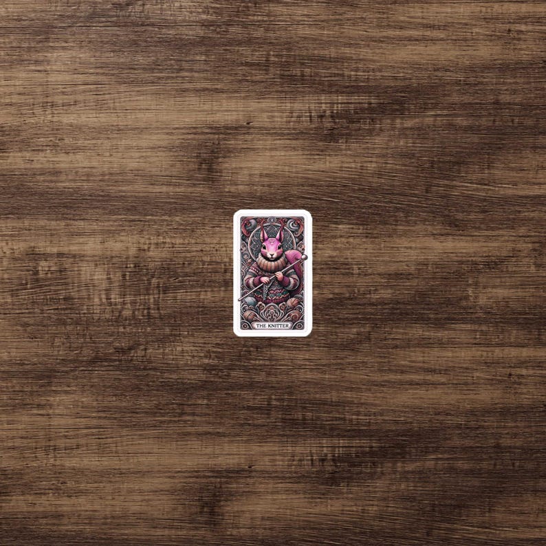 Knitter Tarot Card Sticker - Cute Squirrel Knitting Decal for Kindle ...