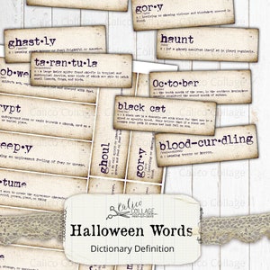 Halloween Dictionary Words, Junk Journal Printable, Halloween Ephemera ...