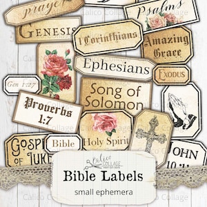Faith Junk Journal Bible Labels, Vintage Ephemera Journaling Supplies ...