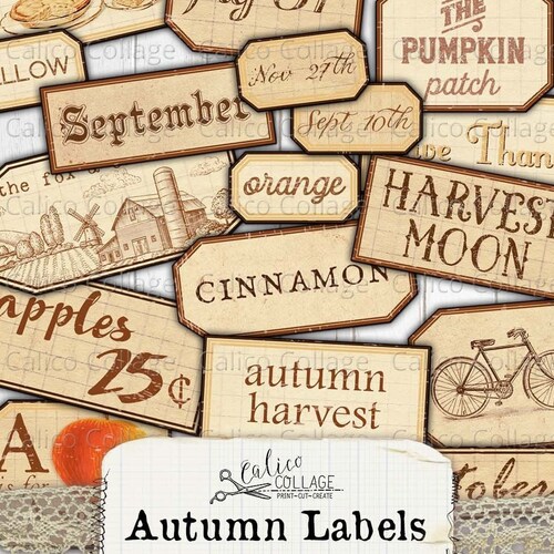 Junk Journal Printable Autumn Ephemera Words Vintage Digital - Etsy