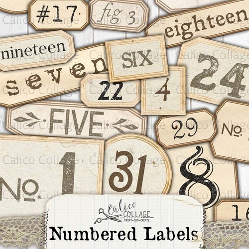 Printable Numbered Labels Junk Journal Supplies Vintage | Etsy