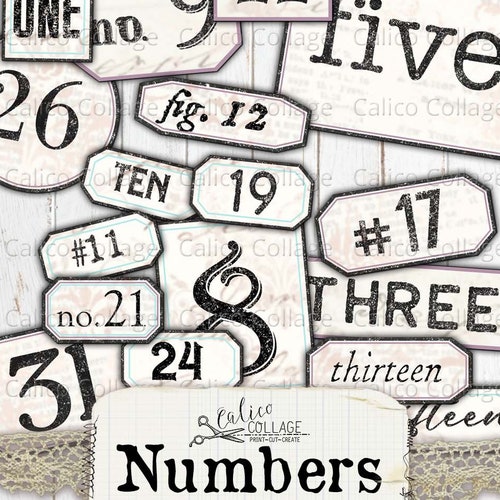 Junk Journal Kit Labels Words and Numbers Printable Vintage - Etsy