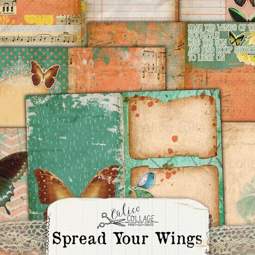 Butterfly Digital Paper Pack Printable Shabby Scrapbook Paper - Etsy