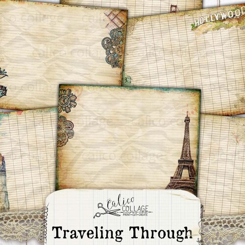 Printable Travel Junk Journal Kit Pages Journaling Paper - Etsy