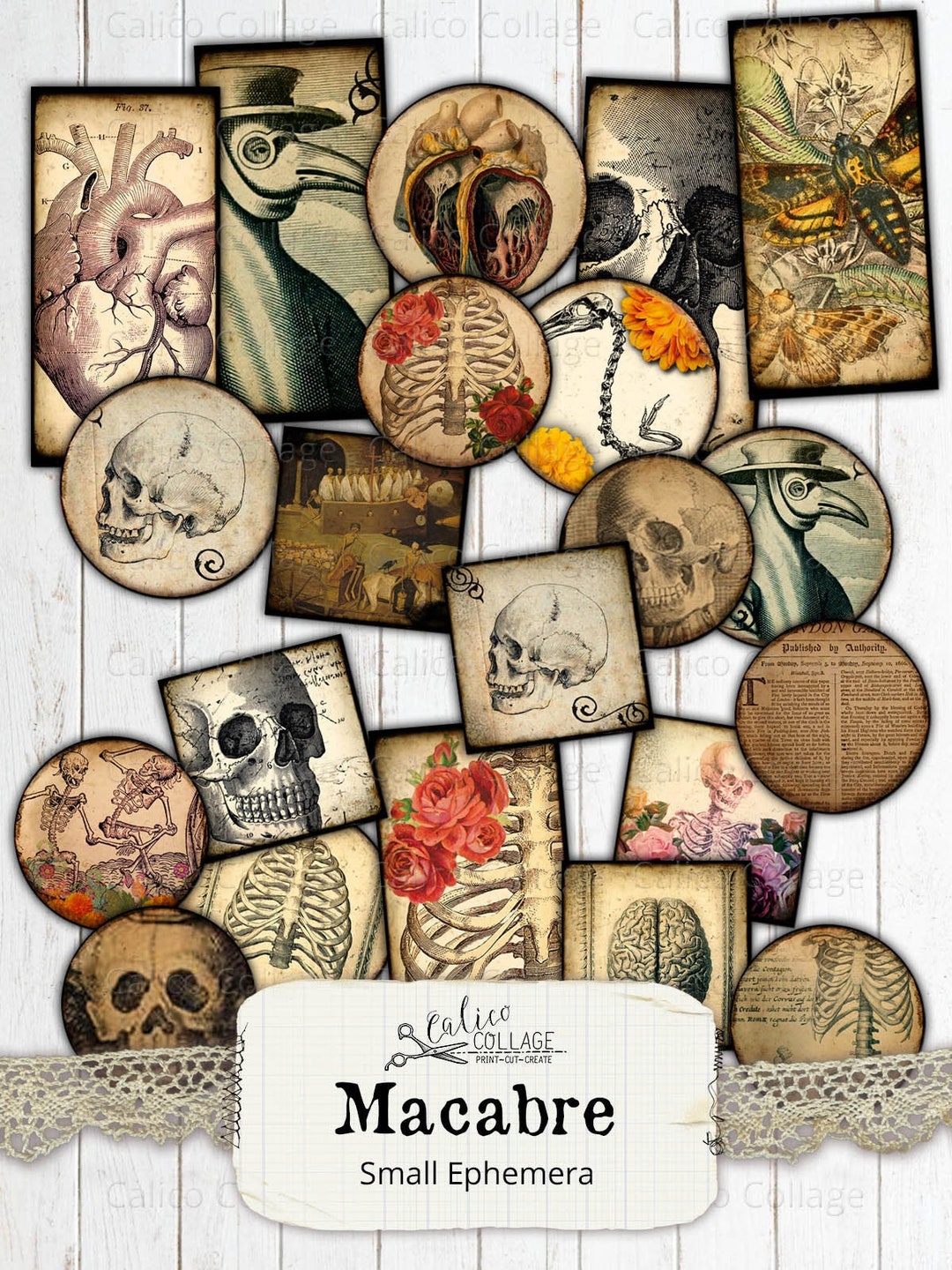 Printable Macabre Ephemera Pack Junk Journal Kit, Vintage Gothic, Dark ...