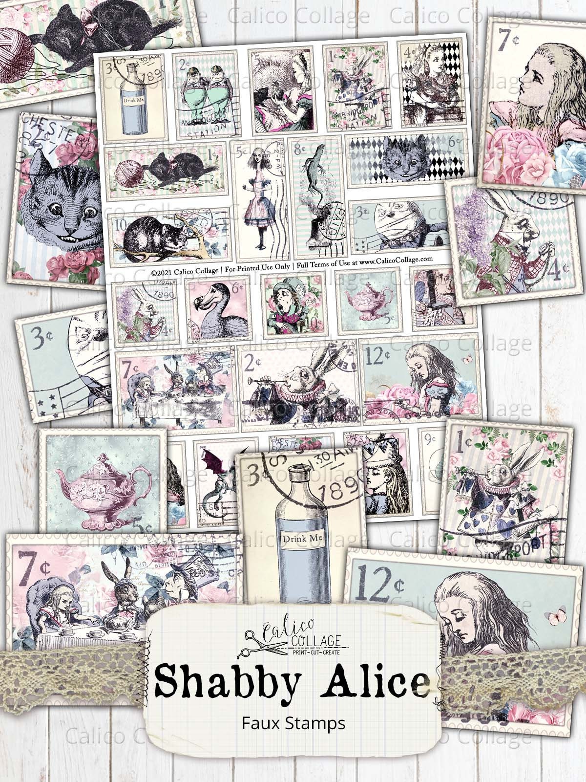 Alice in Wonderland Printable Stamps John Tenniel Ephemera, Junk ...