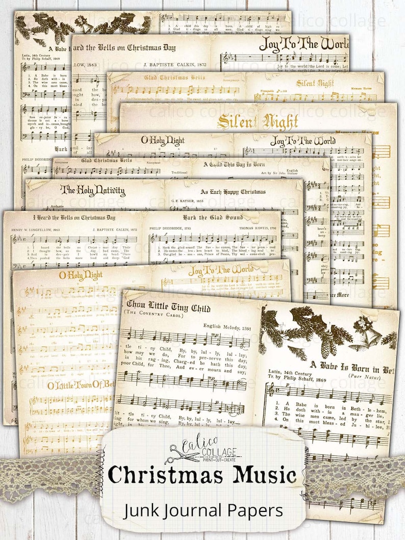 Printable Christmas Sheet Music Christmas Carols Junk | Etsy