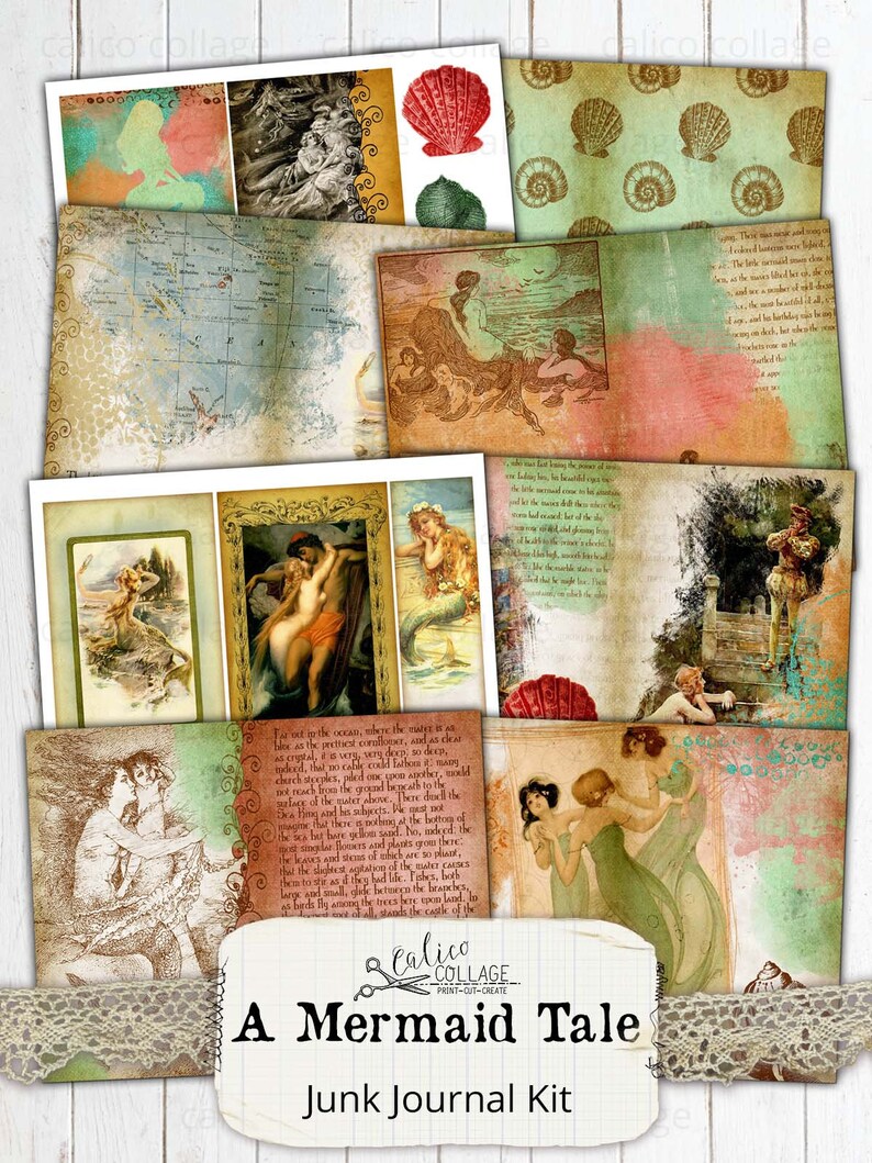 Mermaid Printable Junk Journal Kit, Bullet Journal Stationary ...