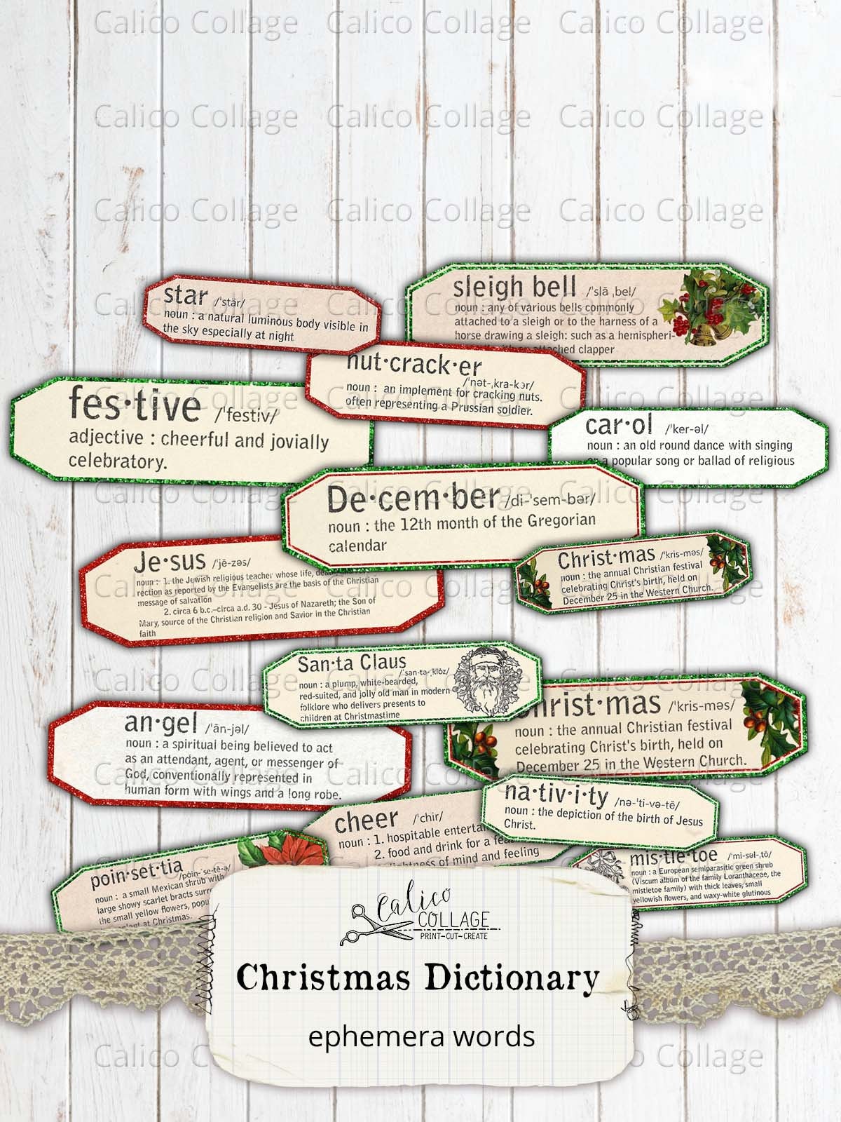 Digital Christmas Dictionary Ephemera Words Junk Journal - Etsy