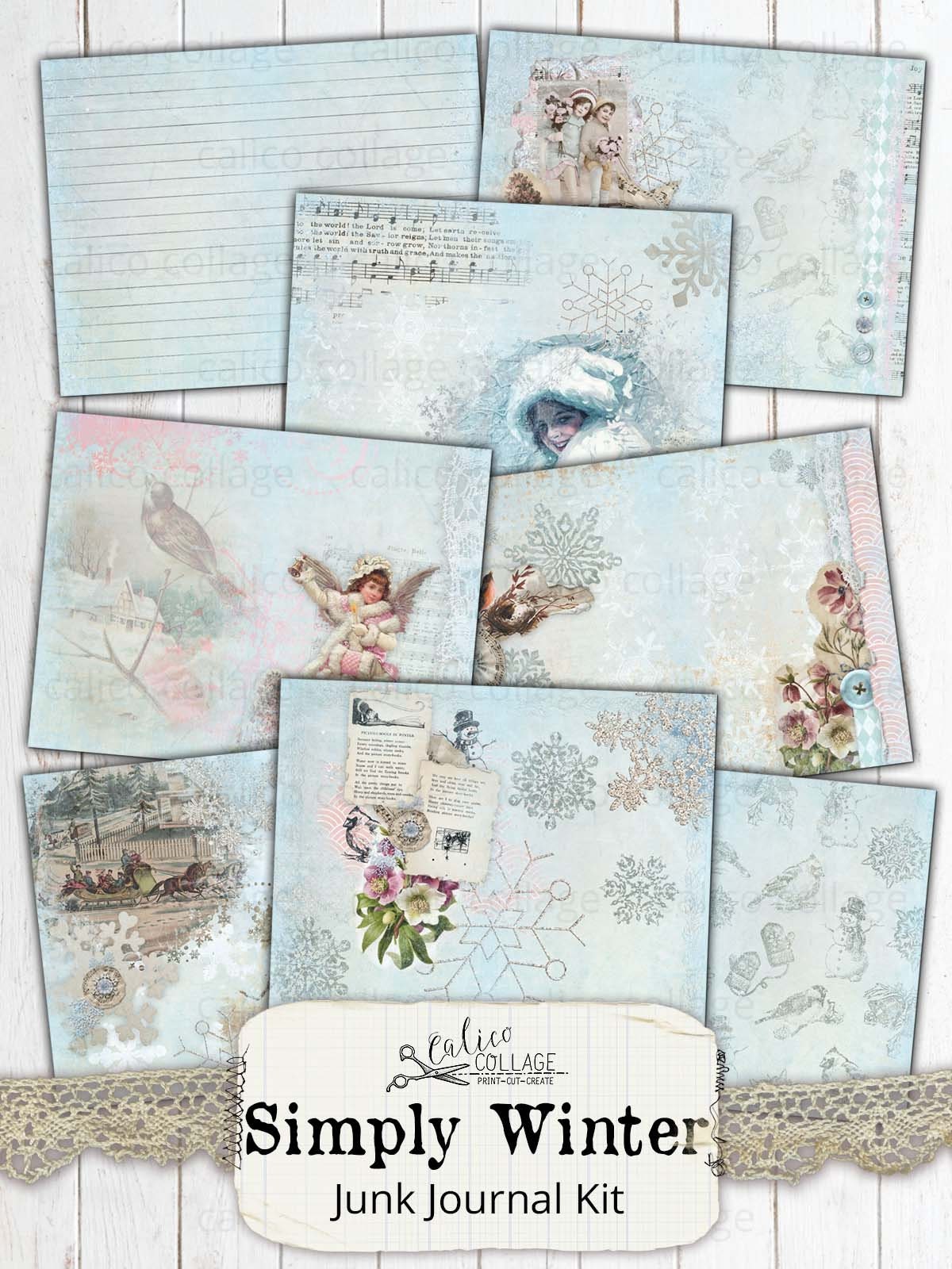 Printable Winter Junk Journal Kit Christmas Journal Supplies | Etsy