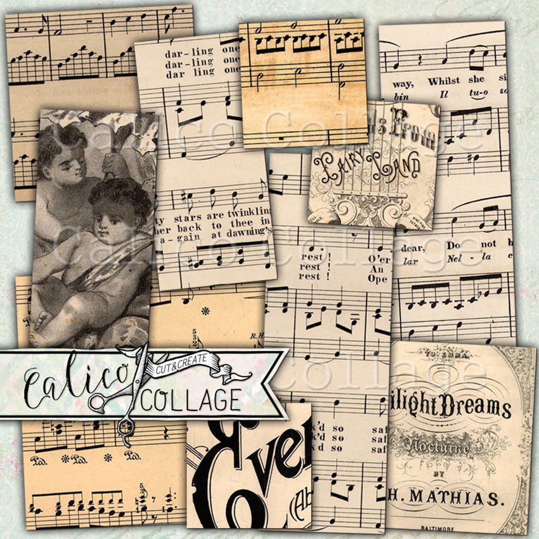 Printable 1800 Sheet Music Snipits, Junk Journal Ephemera Pack - Etsy