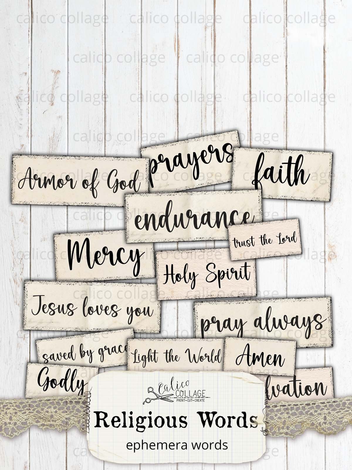 Religious Ephemera Words Printable Bible Journaling - Etsy