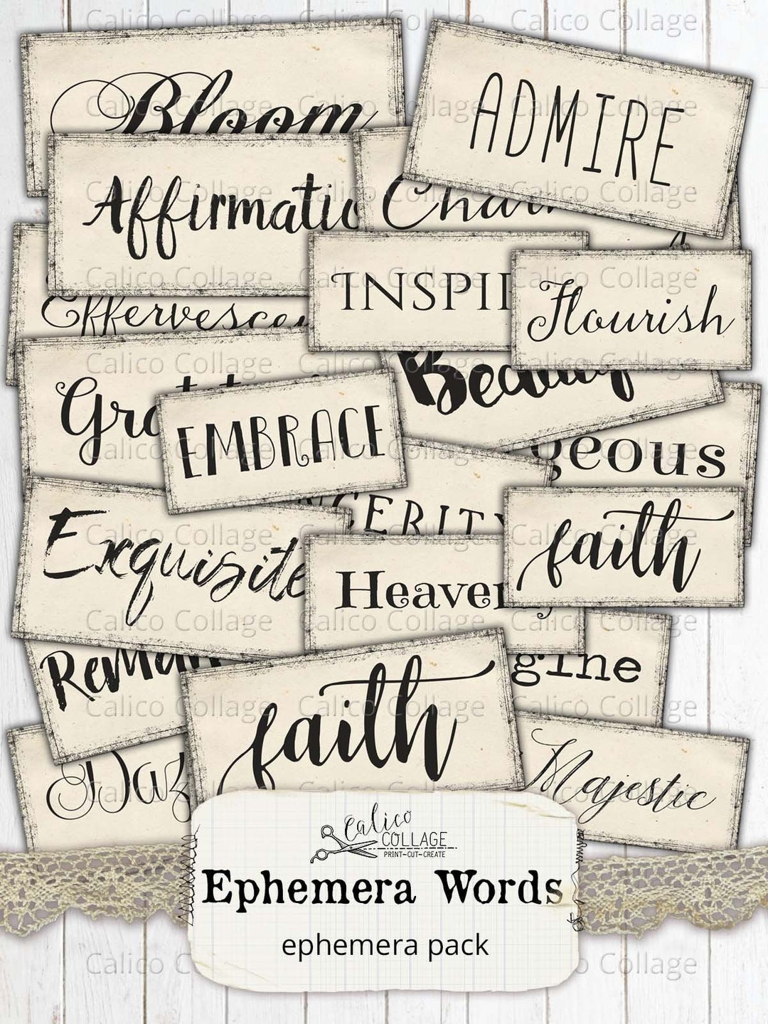 Printable Ephemera Words, Junk Journal Supplies, Scrapbook Ephemera ...