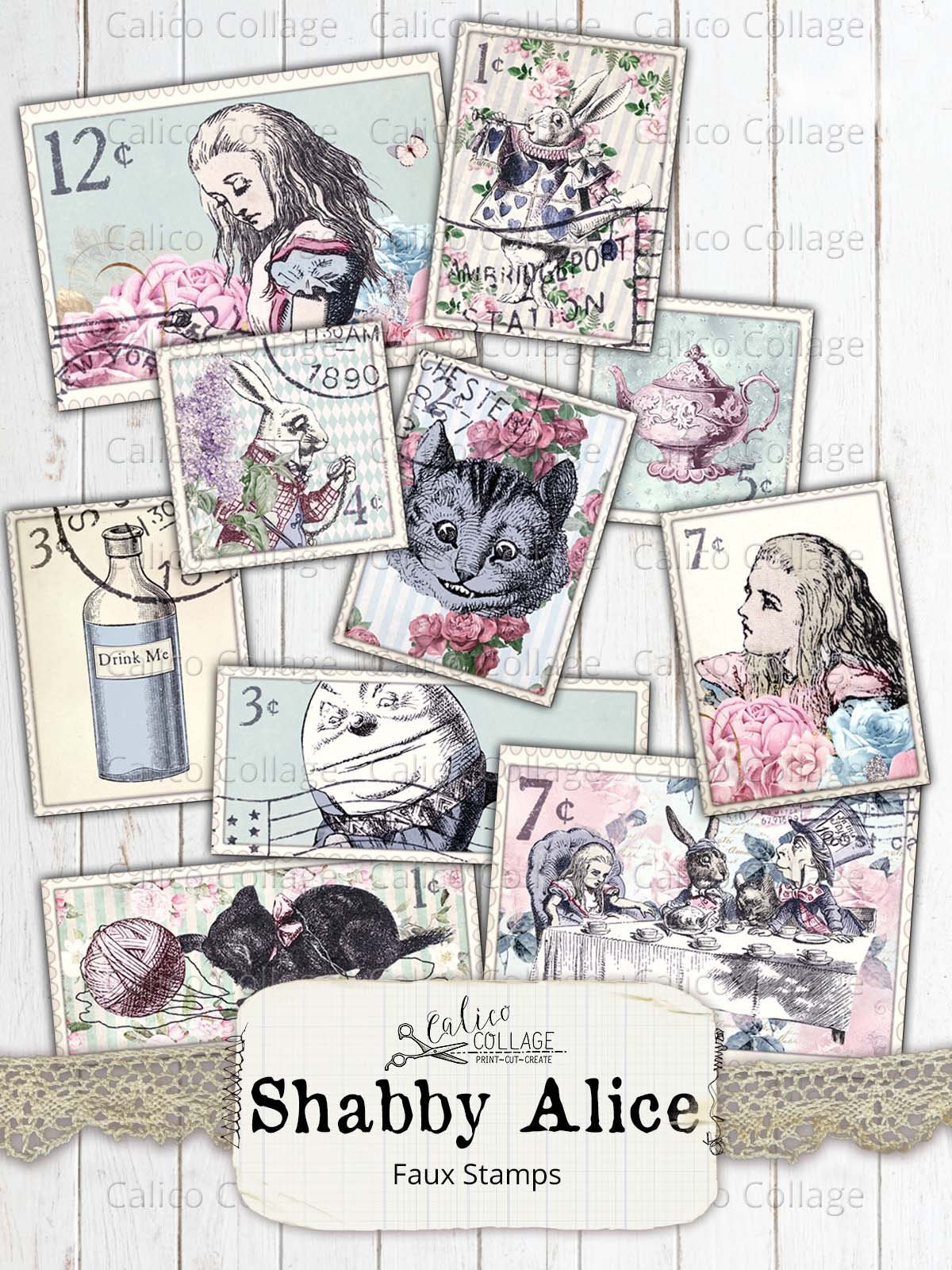 Alice in Wonderland Printable Stamps John Tenniel Ephemera, Junk ...