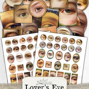 Printable Lovers Eye Pendent Images, Digital Collage Sheet, Ephemera ...