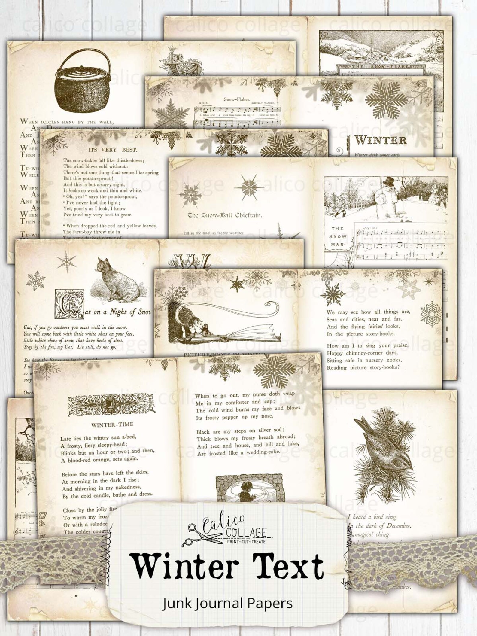Printable Winter Book Pages Junk Journal Papers Journal - Etsy