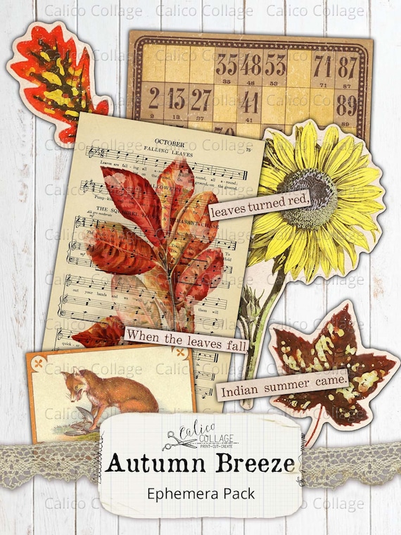 Autumn Vintage Ephemera Printable 59 Free Printable Junk Journal Pages