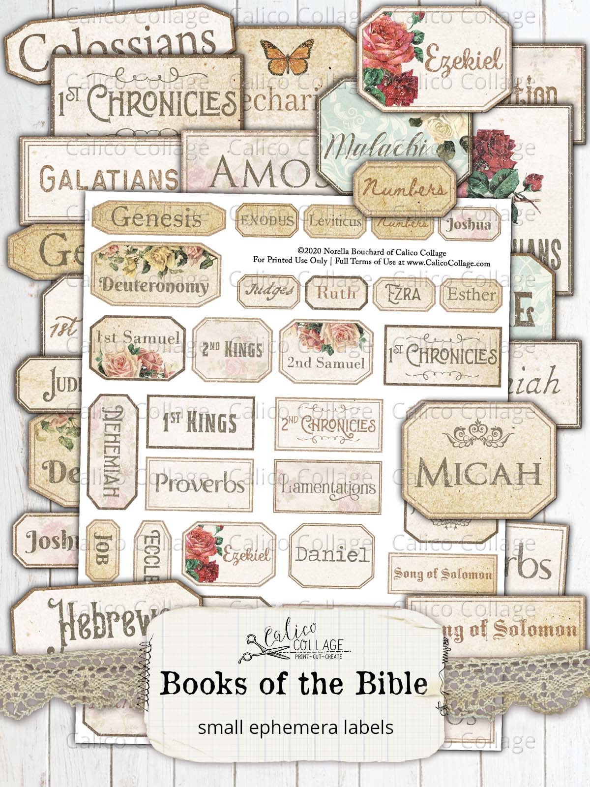 Printable Books of the Bible Labels Junk Journal Supplies | Etsy