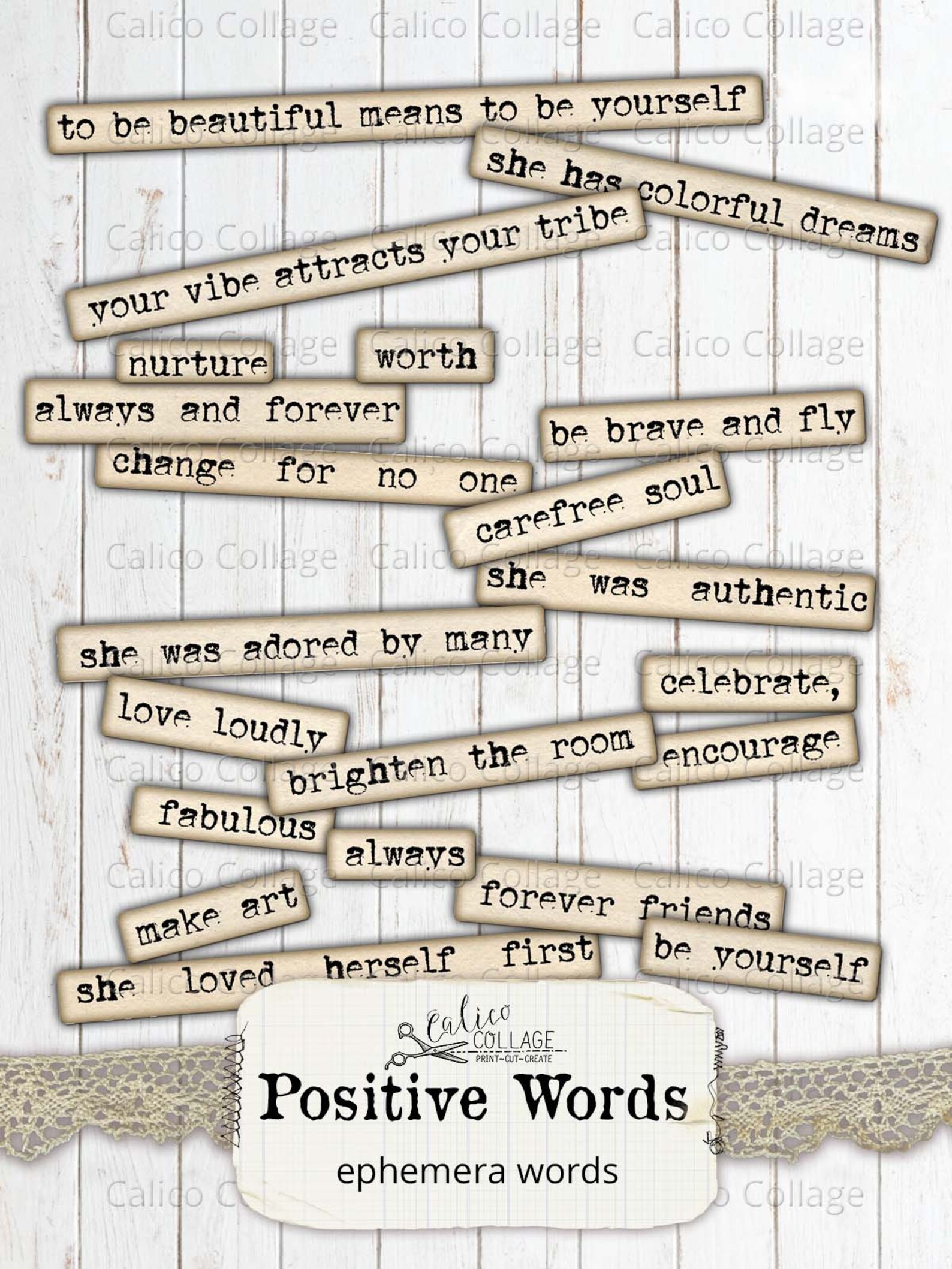 Printable Ephemera Words Positive Affirmation Mixed Media - Etsy Australia