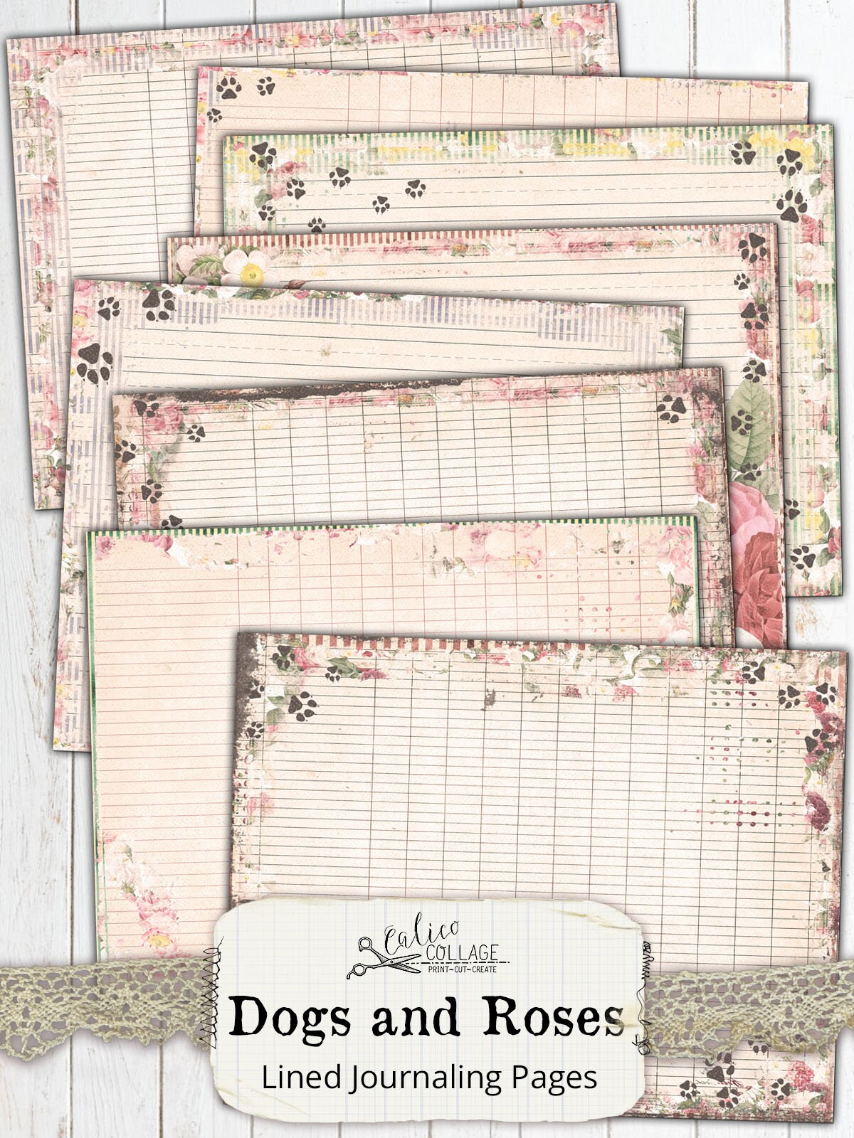 Dog Junk Journal Lined Journaling Pages Journal Supplies | Etsy